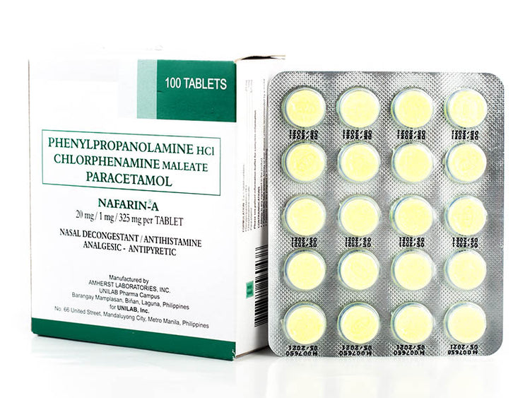 NAFARIN-A Paracetamol+Phenylephrine+Chlorphenamine 500/2/10mg Tablet x ...