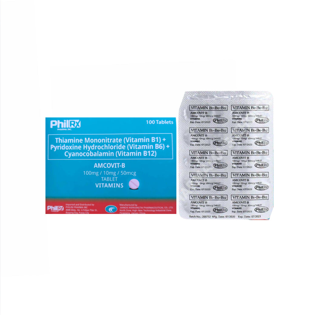 Vitamin B Complex B1+B6+B12 100mg/5mg/50mcg Tablet x 1 – XalMeds