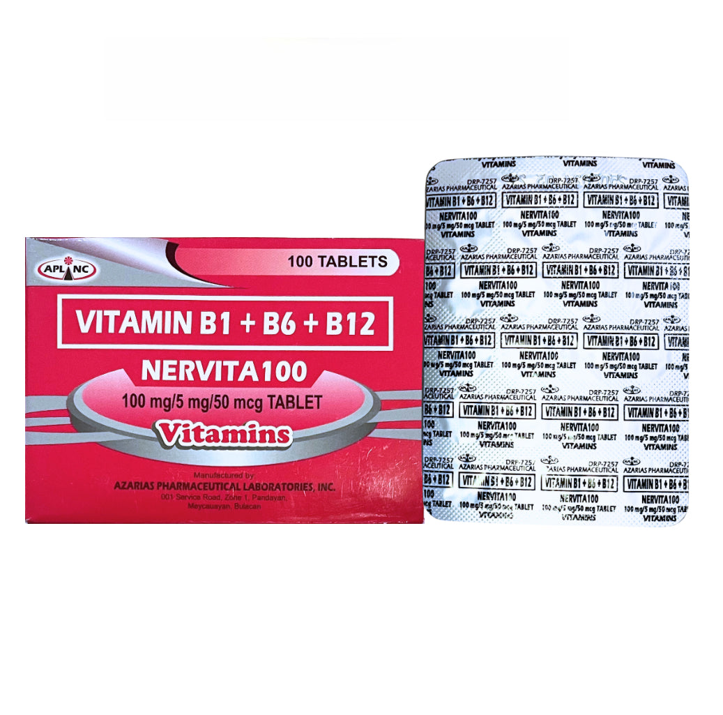 Vitamin B Complex B1+B6+B12 100mg/5mg/50mcg Tablet x 1 – XalMeds