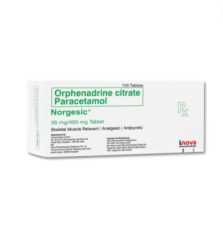 Norgesic (Paracetamol+Orphenadrine) 450mg/35mg. Tablet – XalMeds