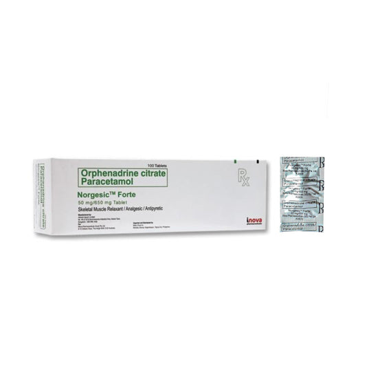 Norgesic Forte (Paracetamol+Orphenadrine) 650mg/50mg. Tablet – XalMeds