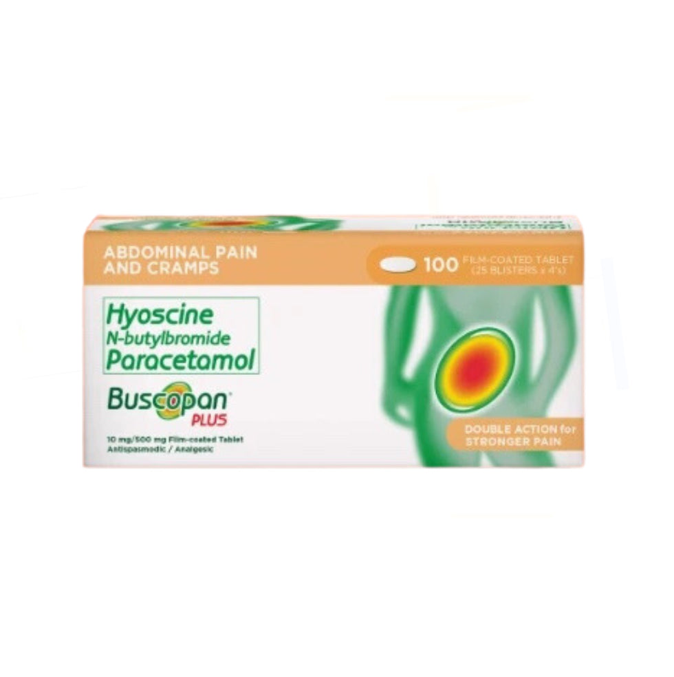 BUSCOPAN PLUS Hyoscine N-Butylbromide+ Paracetamol 10mg/500mg Tablet x ...