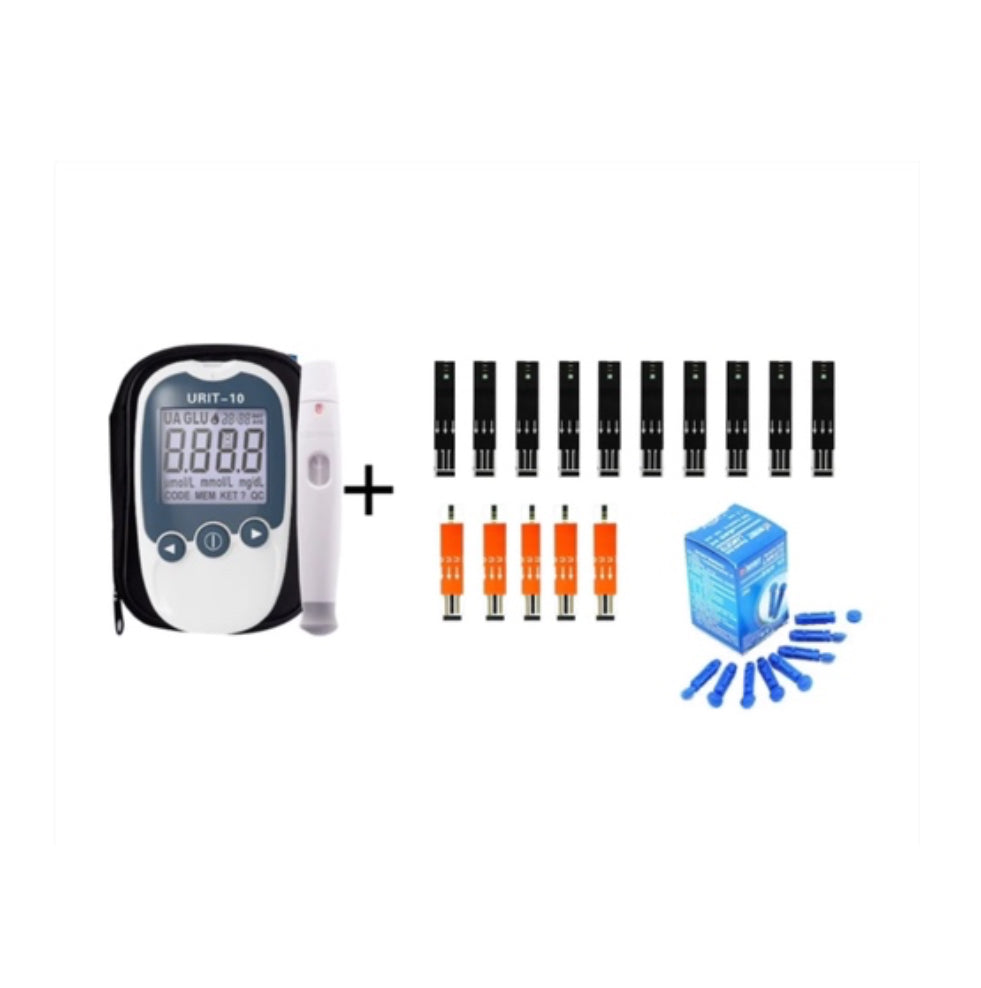 (URIT 10) Dual Blood Glucometer and Uric Acid Monitoring Set (Meter wi ...