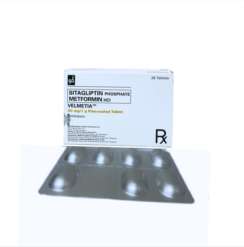 VELMETIA Sitagliptin + Metformin 50mg/1000mg. Tablet x 1s – XalMeds