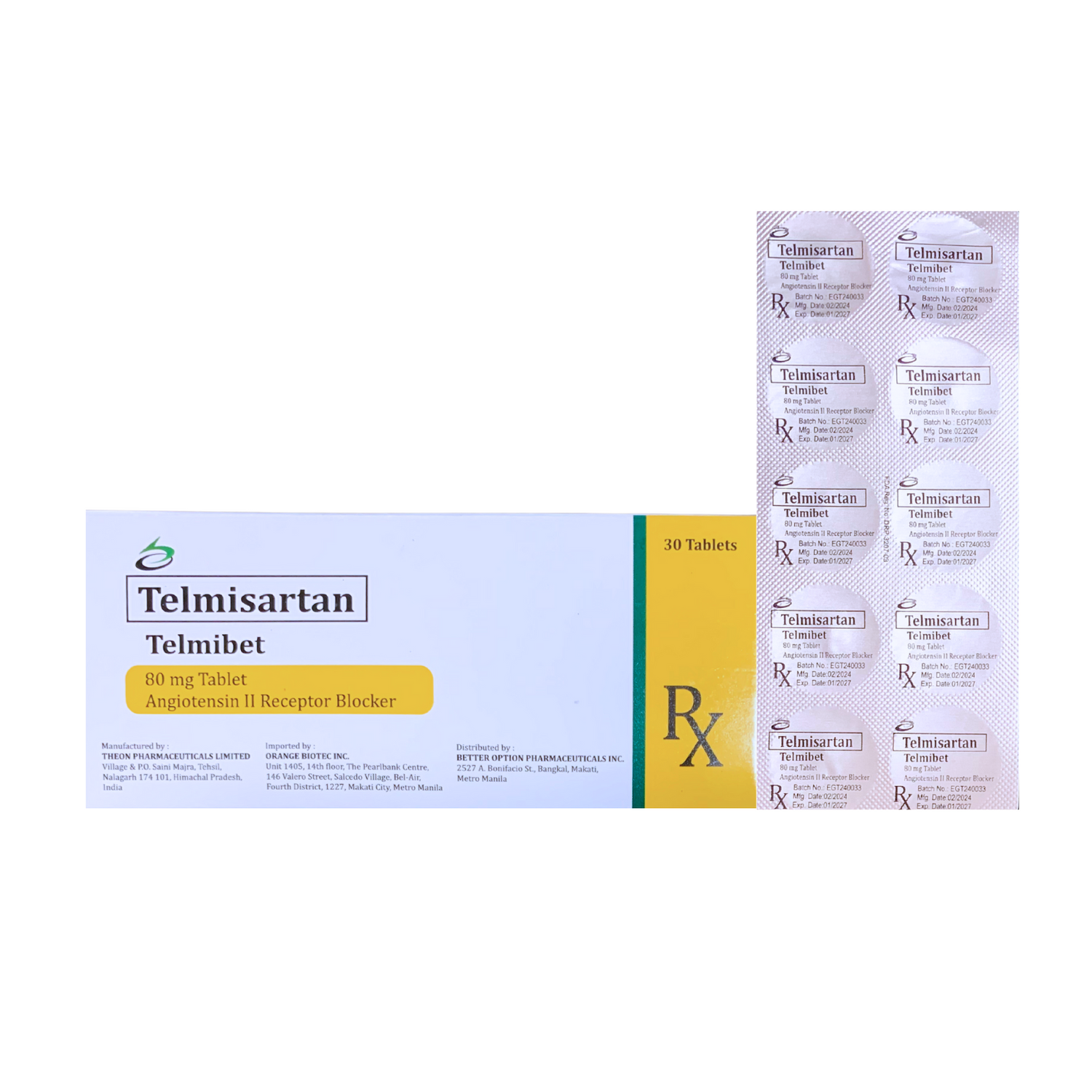 Telmisartan 80mg Tablet x 1 – XalMeds