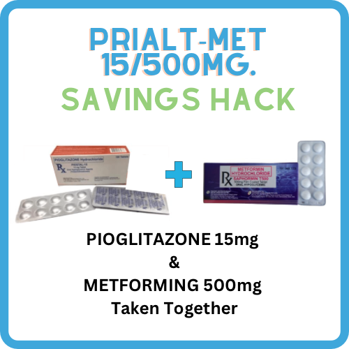 PRIALTA-MET ( Pioglitazone + Metformin ) 15mg/500mg Tablet x 1 – XalMeds