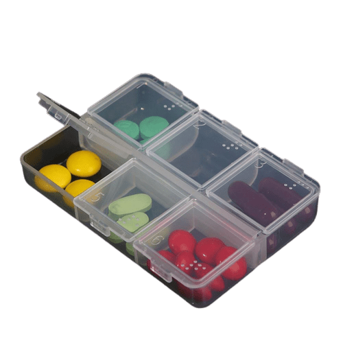 6 Cell Clear Plastic Pill Storage Box – XalMeds